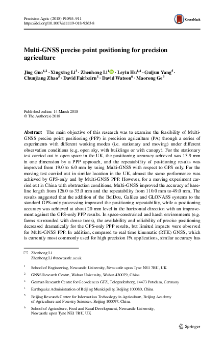 (PDF) Multi-GNSS precise point positioning for precision agriculture