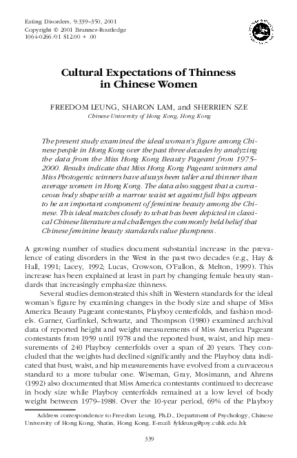 (PDF) Cultural Expectations of Thinness in Chinese Women