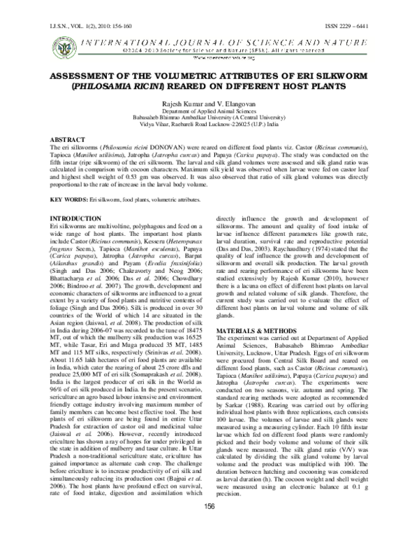 (PDF) Assessment of the volumetric attributes of eri silkworm ...