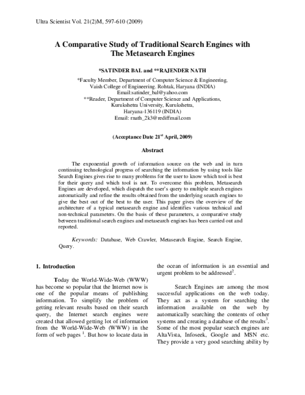 (PDF) A comparative study of traditional search engines with the ...