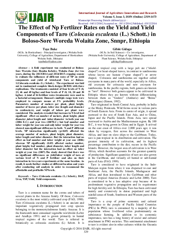 (PDF) The Effect of Np Fertlizer Rates on the Yield and Yield ...