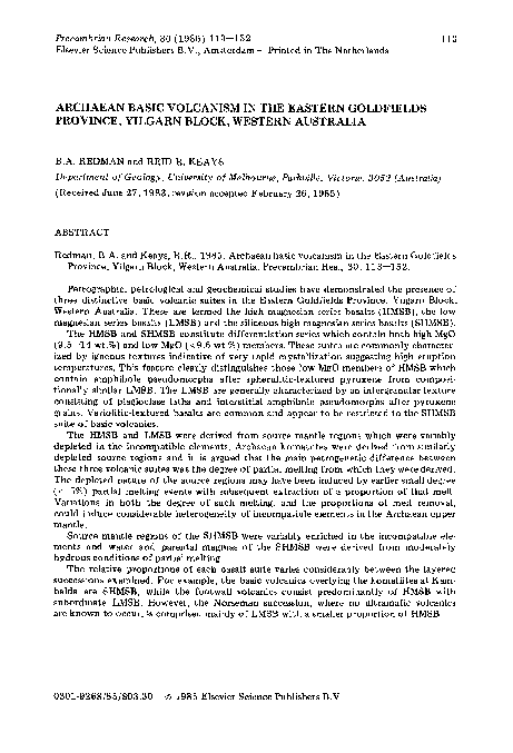 (PDF) Archaean basic volcanism in the Eastern Goldfields Province ...