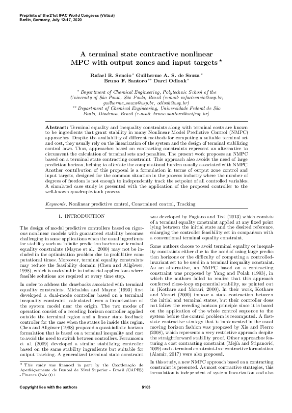 (PDF) A terminal state contractive nonlinear MPC with output zones and ...