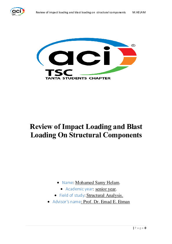 (PDF) Review of Impact Loading and Blast Loading On Structural ...