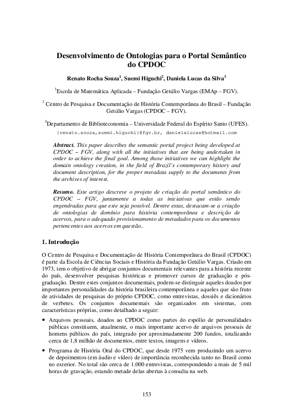 (PDF) Desenvolvimento de Ontologias para o Portal Semântico do CPDOC
