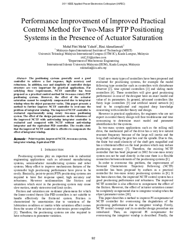 (PDF) Performance improvement of improved practical control method for ...