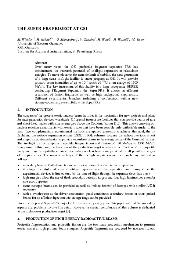 (PDF) The Super-FRS project at GSI