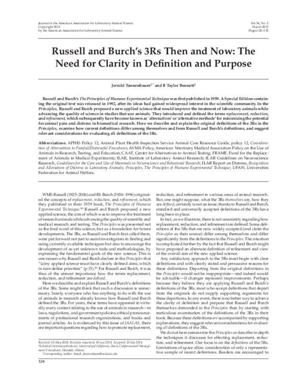 (PDF) Russell and Burch's 3Rs Then and Now: The Need for Clarity in ...