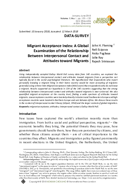 (PDF) DATA-SURVEY: Migrant Acceptance Index: A Global Examination of ...