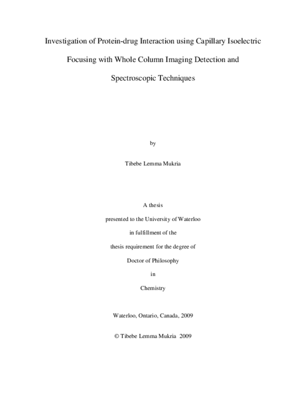 (PDF) Investigation of Protein-drug Interaction using Capillary ...