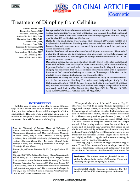 (PDF) Treatment of Dimpling from Cellulite