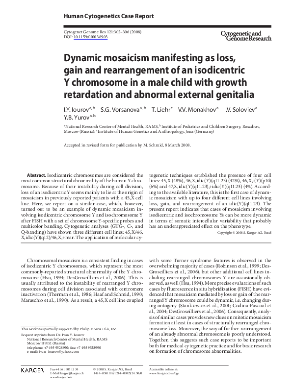 (PDF) Dynamic mosaicism manifesting as loss, gain and rearrangement of ...