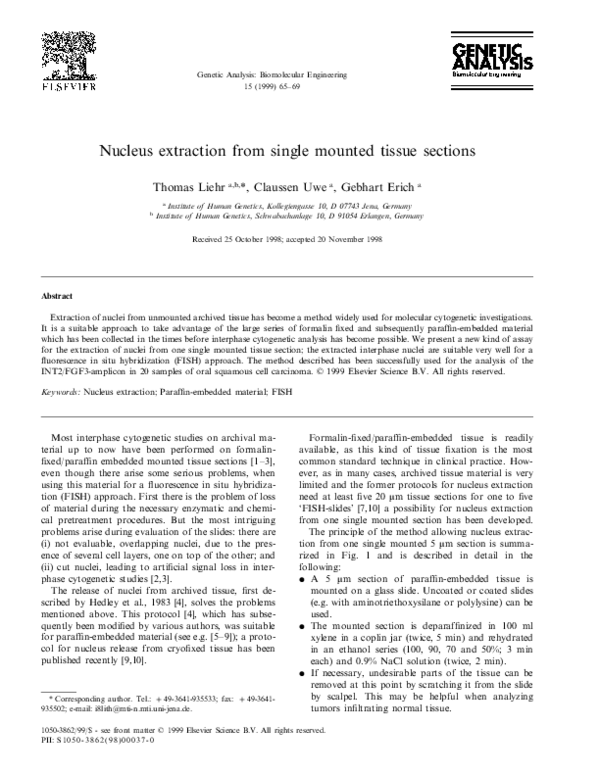 (PDF) Nucleus extraction from single mounted tissue sections