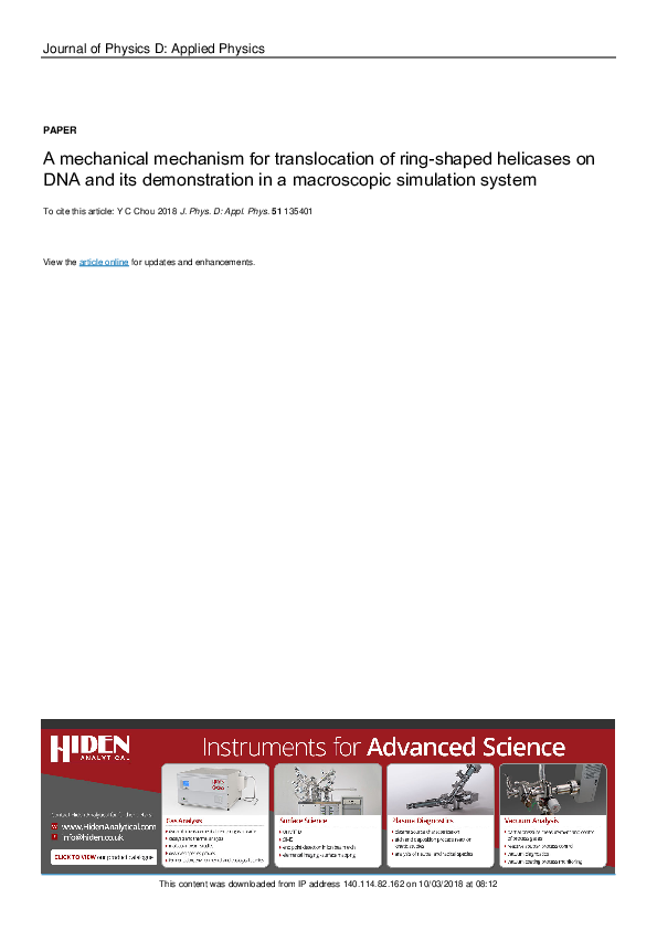 (PDF) A mechanical mechanism for translocation of ring-shaped helicases ...