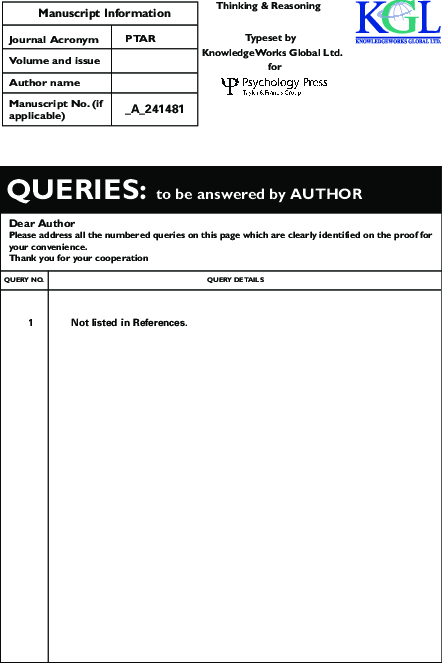 (PDF) Conditional reasoning and the Wason selection task: Biconditional interpretation instead ...