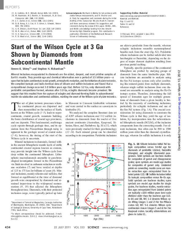 (PDF) Start of the Wilson Cycle at 3 Ga shown by diamonds from ...