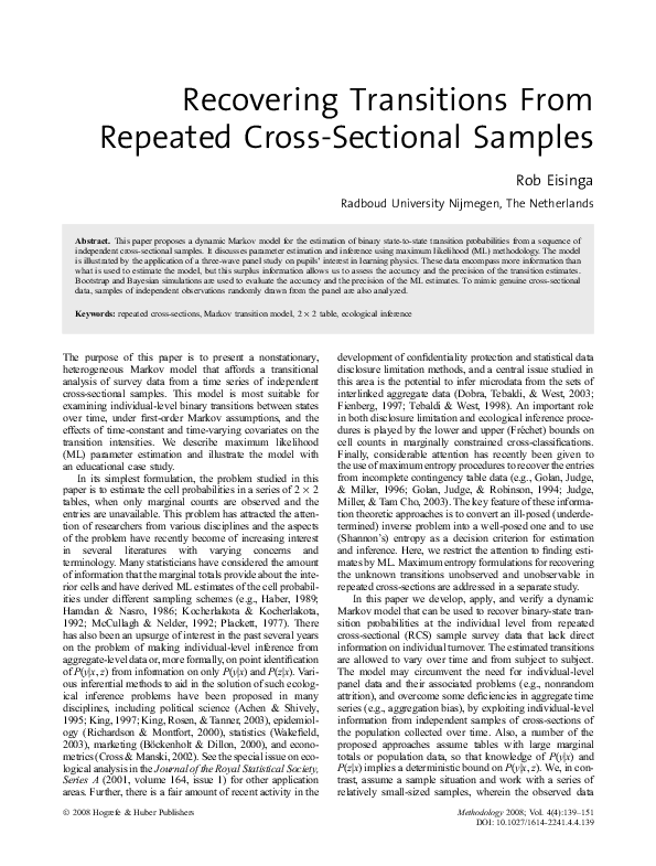 (PDF) Recovering Transitions From Repeated Cross-Sectional Samples