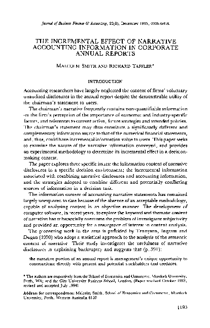 (PDF) The Incremental Effect of Narrative Accounting Information in ...