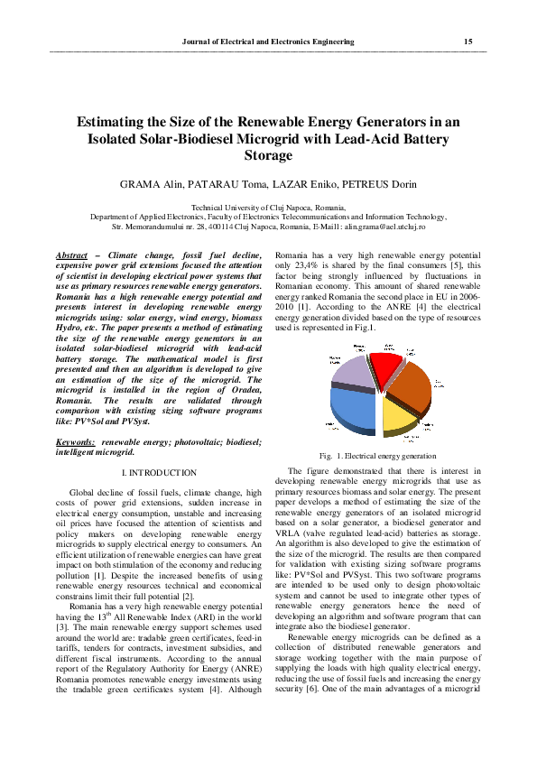(PDF) Estimating the size of the renewable energy generators in an ...