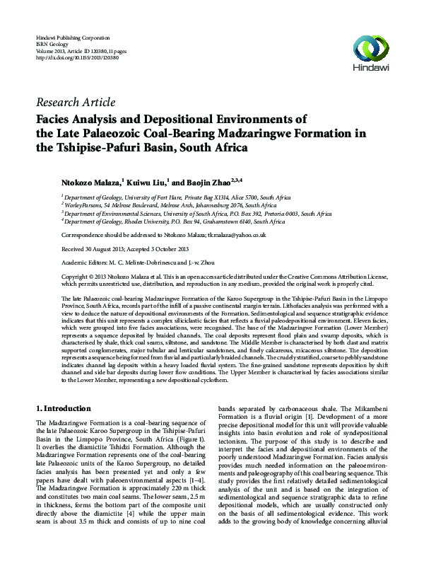 (PDF) Facies Analysis and Depositional Environments of the Late ...