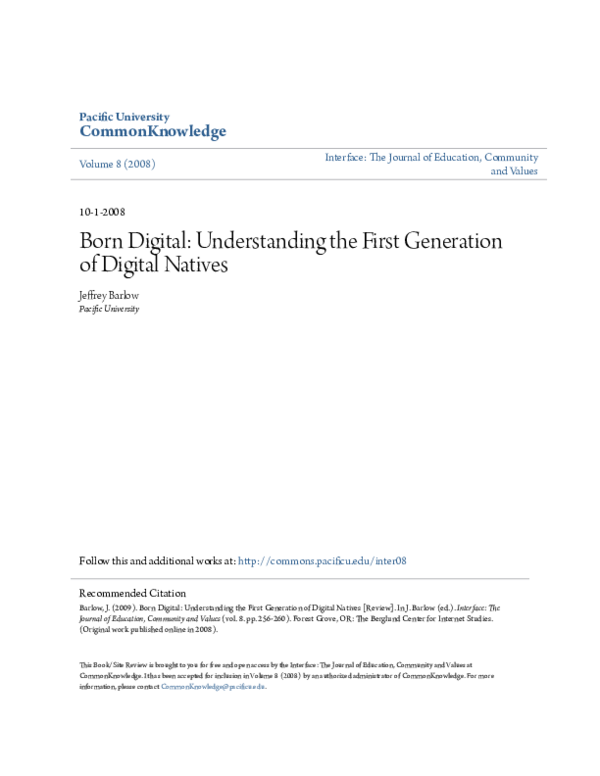 (PDF) Born Digital: Understanding the First Generation of Digital Natives
