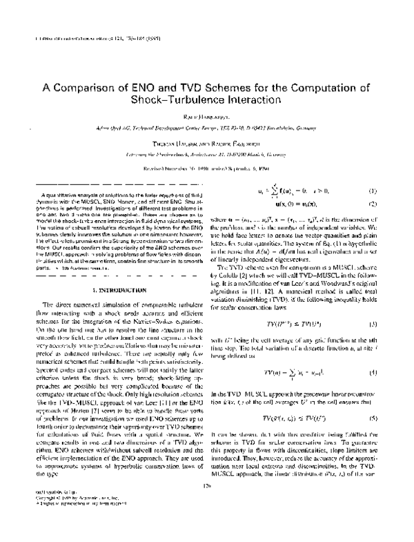 (PDF) A Comparison of ENO and TVD Schemes for the Computation of Shock-Turbulence Interaction