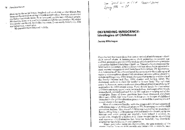 (PDF) Defending Innocence: Ideologies of Childhood