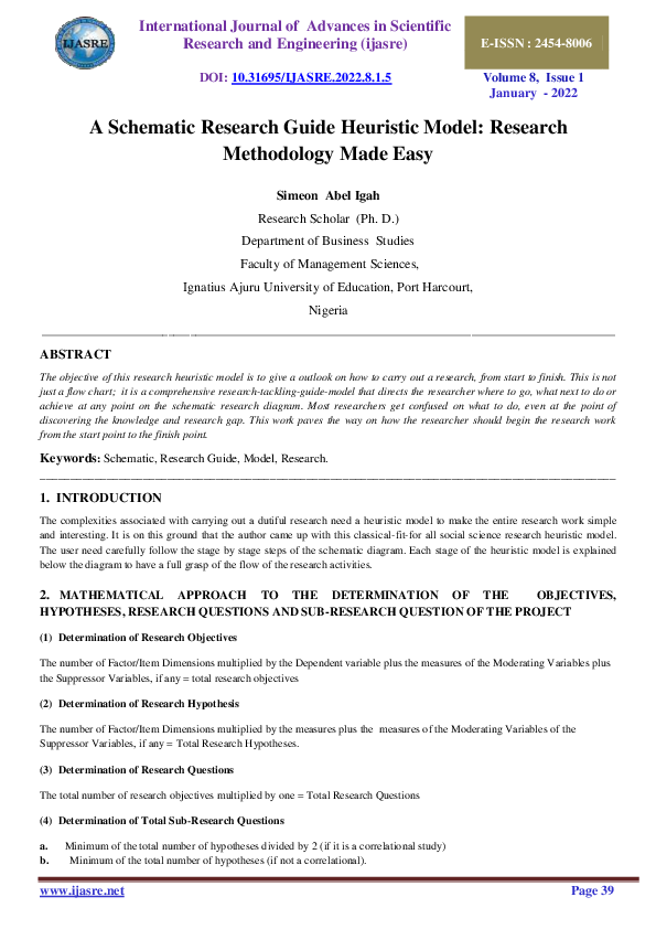 (PDF) A Schematic Research Guide Model: Research Methodology Made Easy