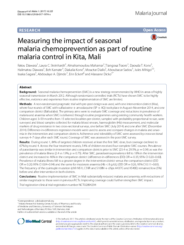 (PDF) Measuring the impact of seasonal malaria chemoprevention as part ...