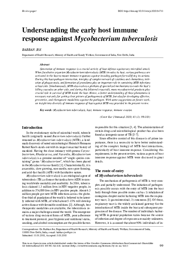 (PDF) Understanding the early host immune response against ...