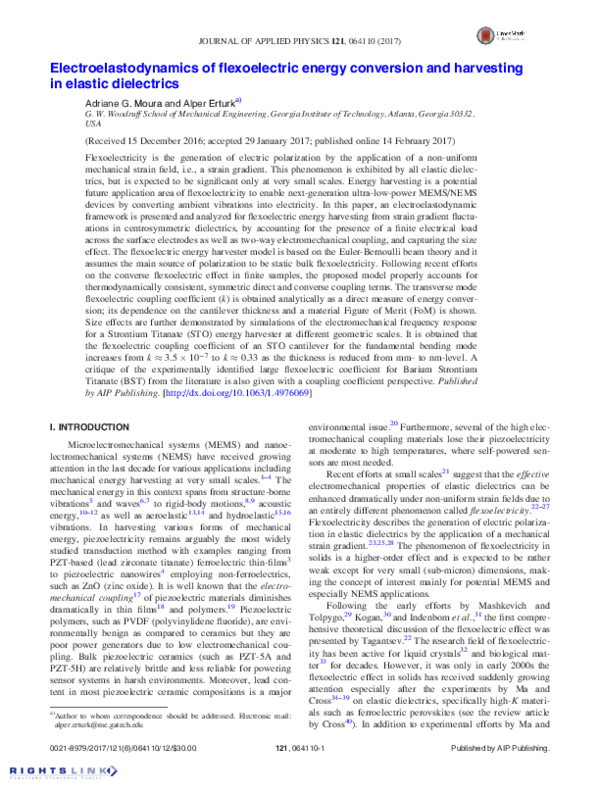 (PDF) Electroelastodynamics of flexoelectric energy conversion and harvesting in elastic dielectrics