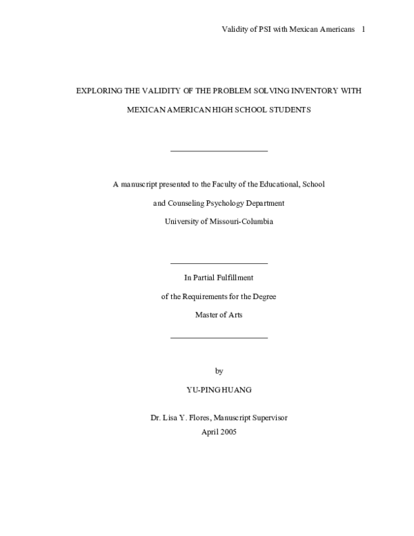 (PDF) Exploring the Validity of the Problem-Solving Inventory With ...
