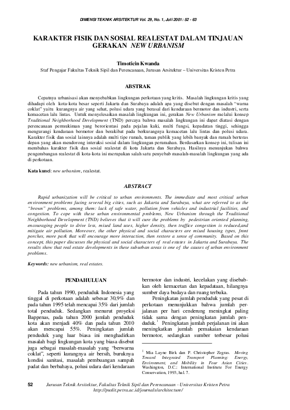 (PDF) Karakter Fisik Dan Sosial Realestat Dalam Tinjauan Gerakan New ...