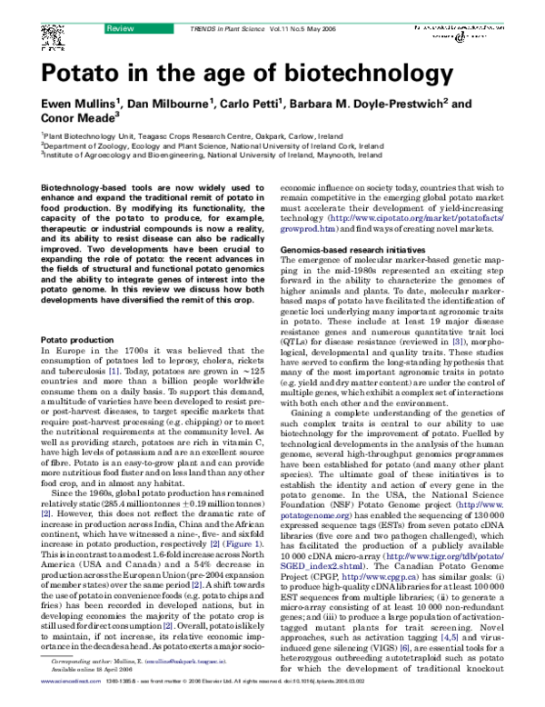 (PDF) Potato in the age of biotechnology