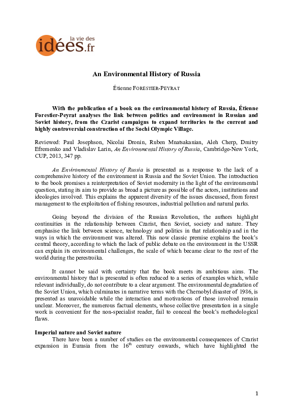 (PDF) An Environmental History of Russia