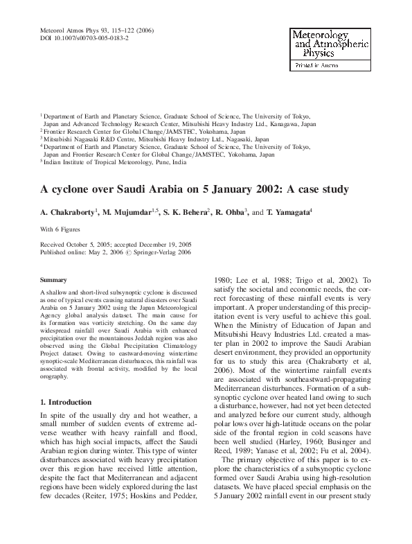 (PDF) A cyclone over Saudi Arabia on 5 January 2002: A case study