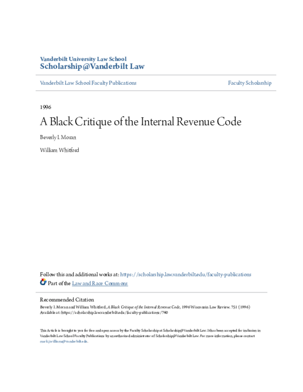(PDF) A Black Critique of the Internal Revenue Code | Beverly Moran ...
