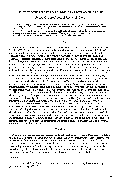 (PDF) Microeconomic Foundations of Myrdal's Circular Causation Theory