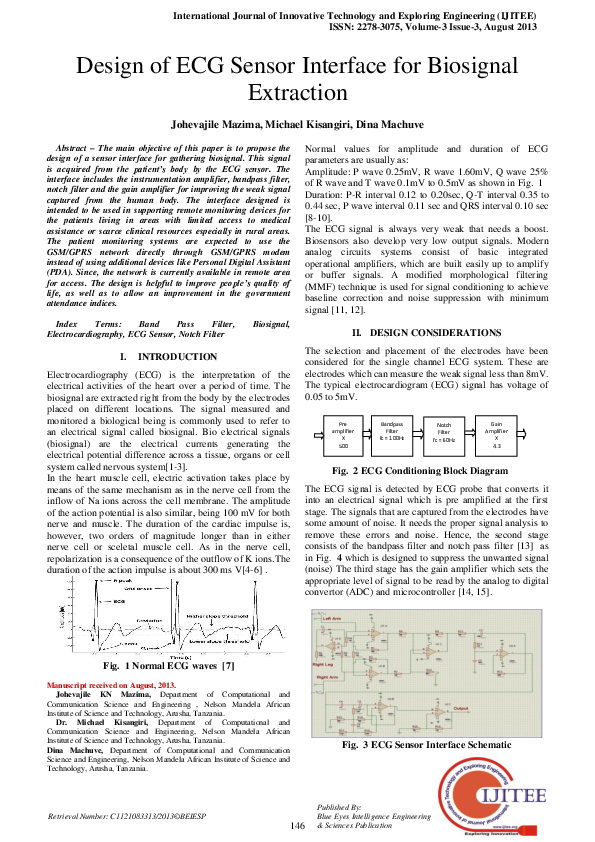 (PDF) Design of ECG Sensor Interface for Biosignal Extraction