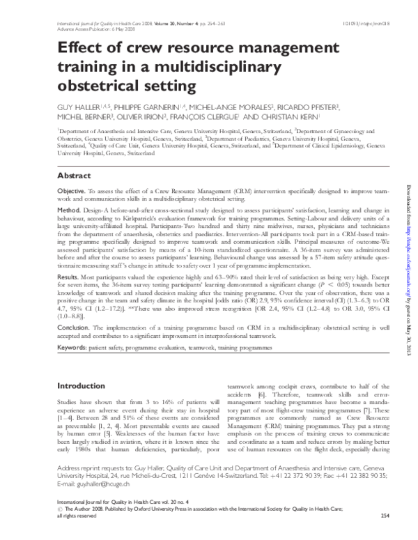 (PDF) Effect of crew resource management training in a ...