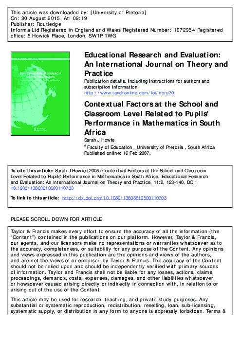 (PDF) Contextual Factors at the School and Classroom Level Related to ...
