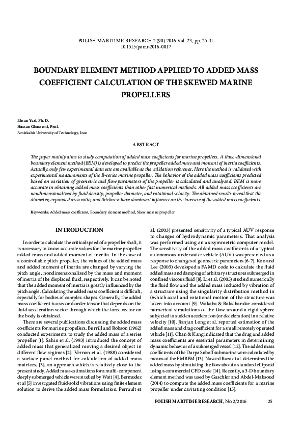 (PDF) Boundary Element Method Applied to Added Mass Coefficient ...