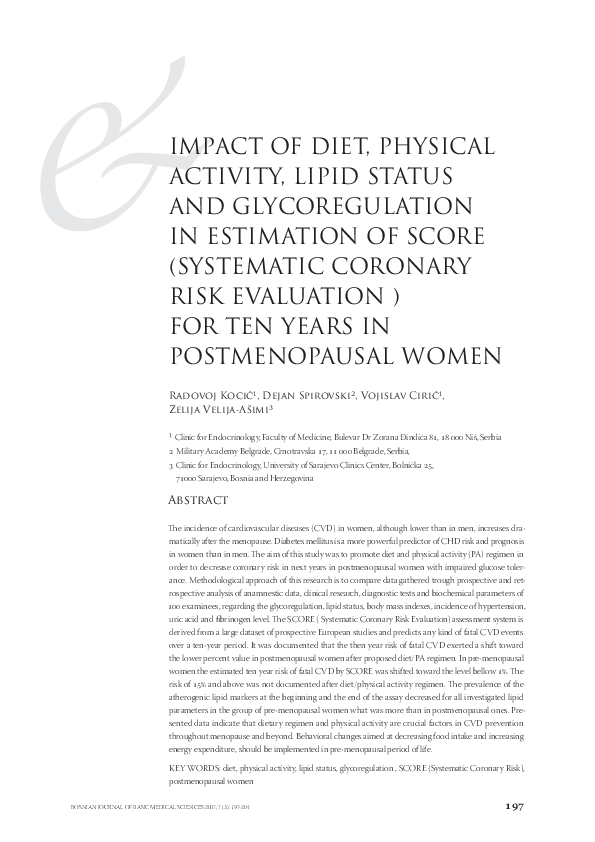 (PDF) Impact of Diet, Physical Activity, Lipid Status and ...