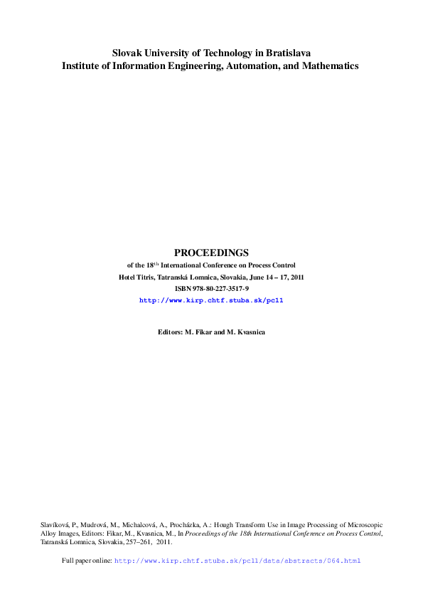 (PDF) Hough Transform Use in Image Processing of Microscopic Alloy Images