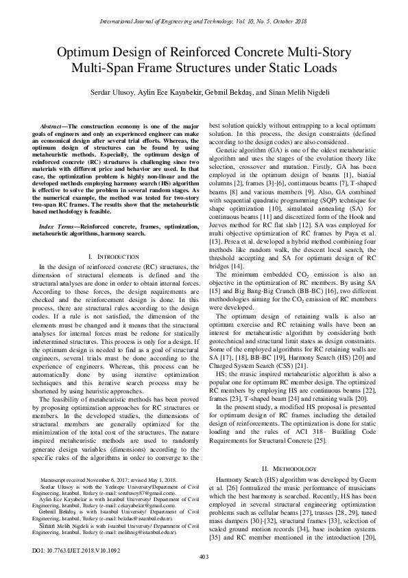 (PDF) Optimum Designof Reinforced Concrete Multi-Story Multi-Span Frame ...