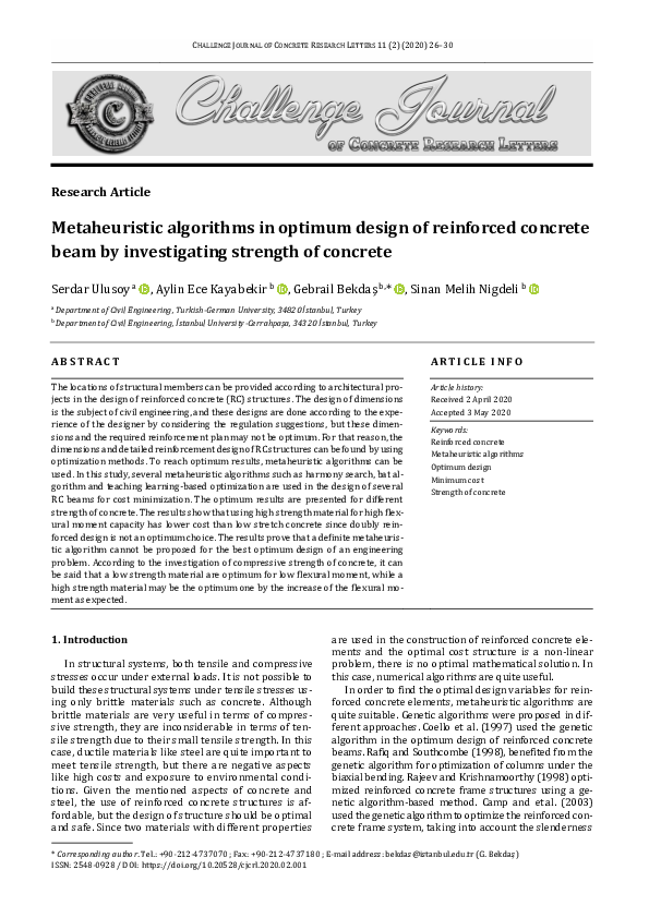 (PDF) Metaheuristic algorithms in optimum design of reinforced concrete ...