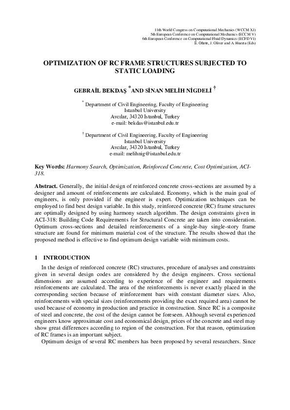 (PDF) Optimization of RC Frame Structures Subjected to Static Loading