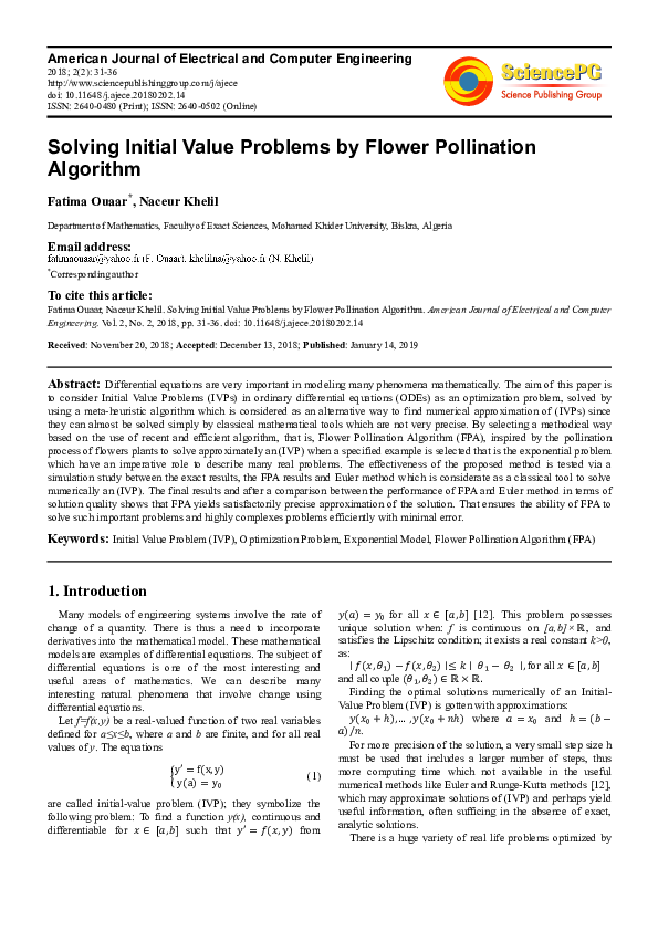 (PDF) A Comprehensive Review of the Flower Pollination Algorithm for Solving Engineering Problems
