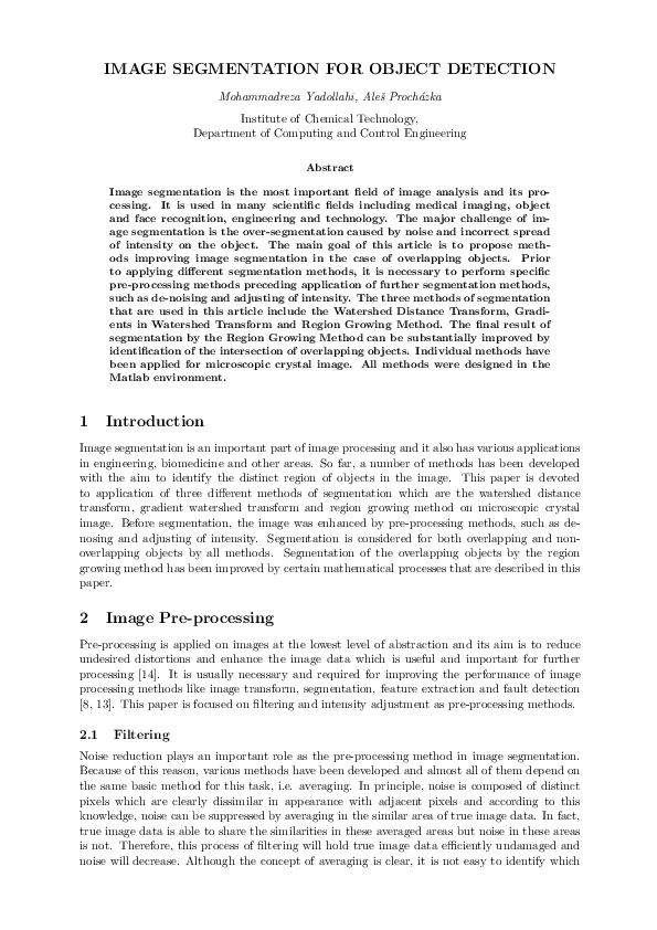 Pdf Image Segmentation For Object Detection