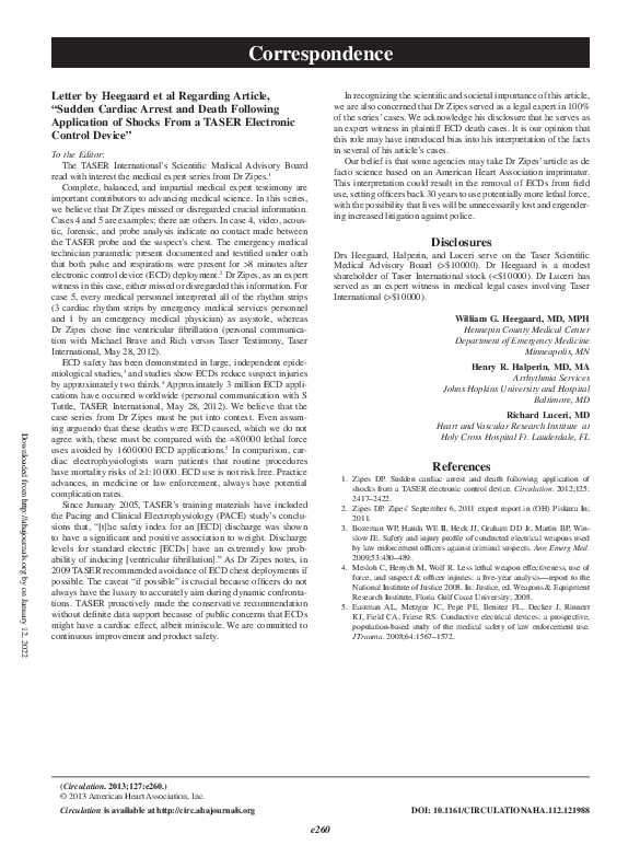 (PDF) Letter by Heegaard et al Regarding Article, "Sudden Cardiac ...